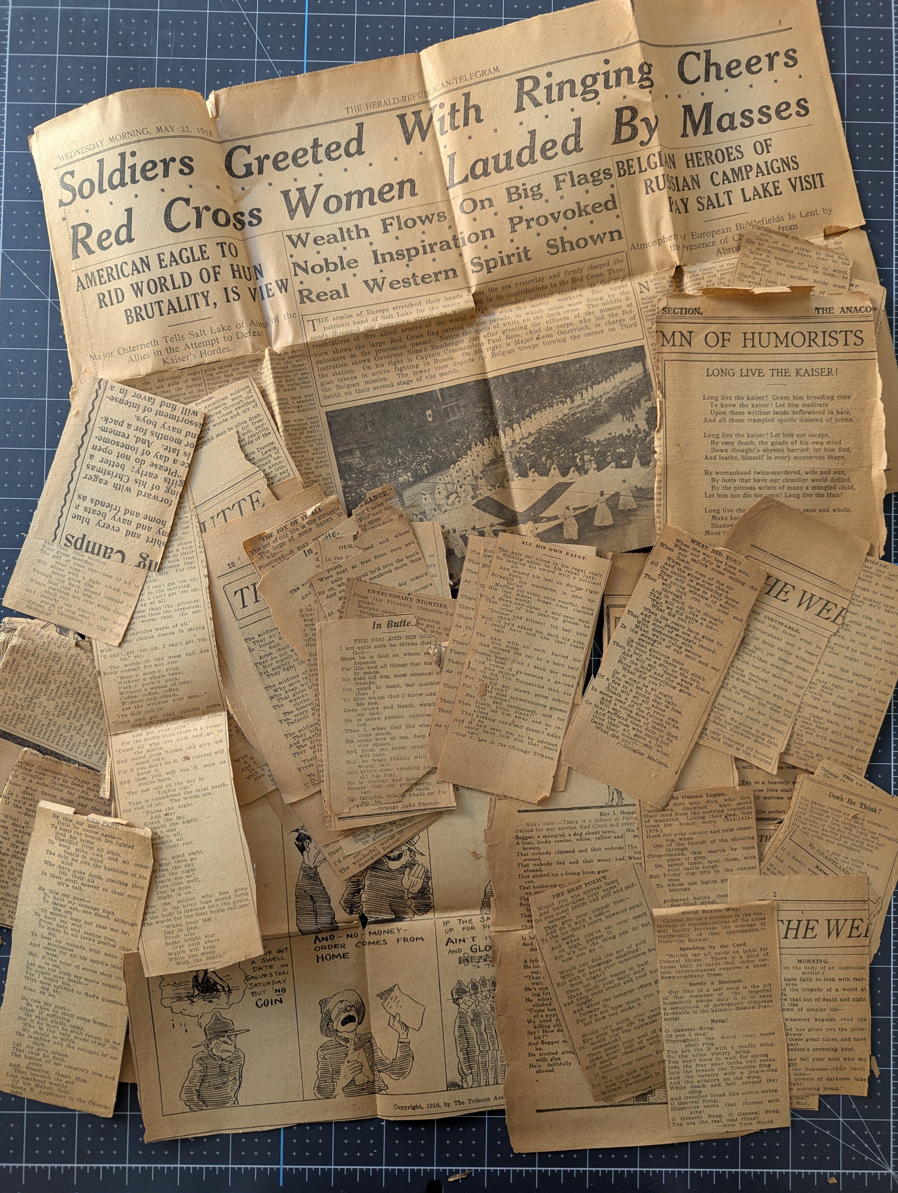 Antique War Poems from 1918 as Craft Ephemera – Remnants by Peo Vee